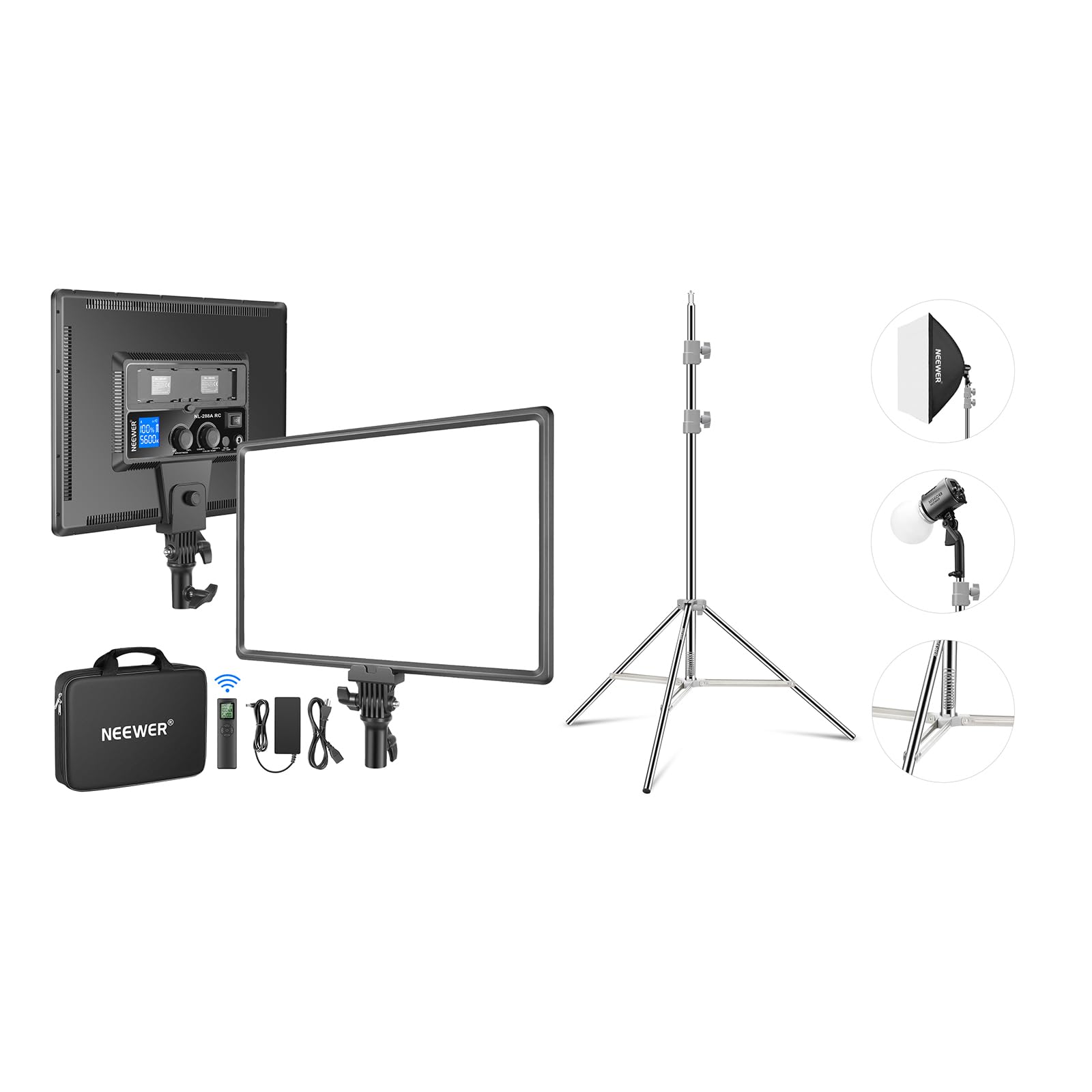 Neewer NL288 LED Video Light with 2.4G Remote, 45W 4800Lux 3200K-5600K ...