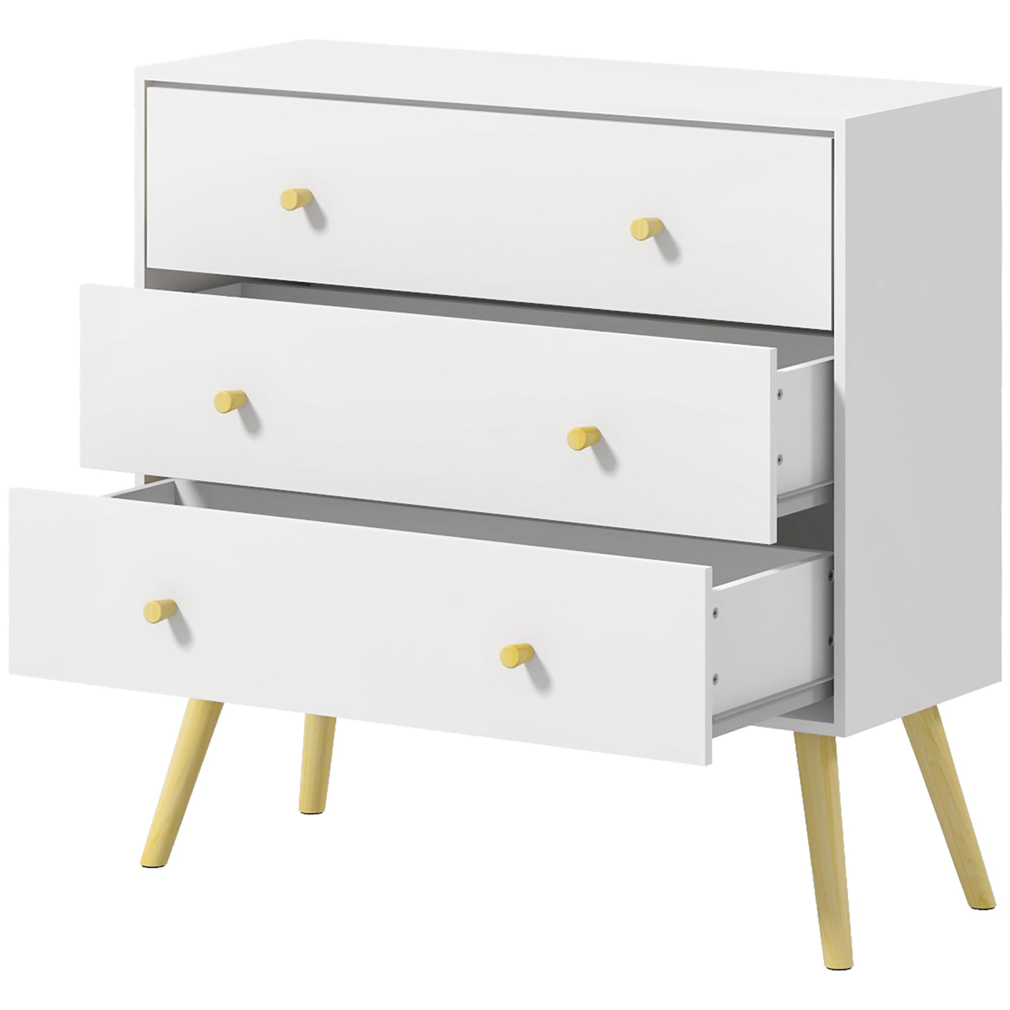 HOMCOM Bedroom Chest of Drawers, 3-Drawer Dresser, Storage Drawer Unit ...