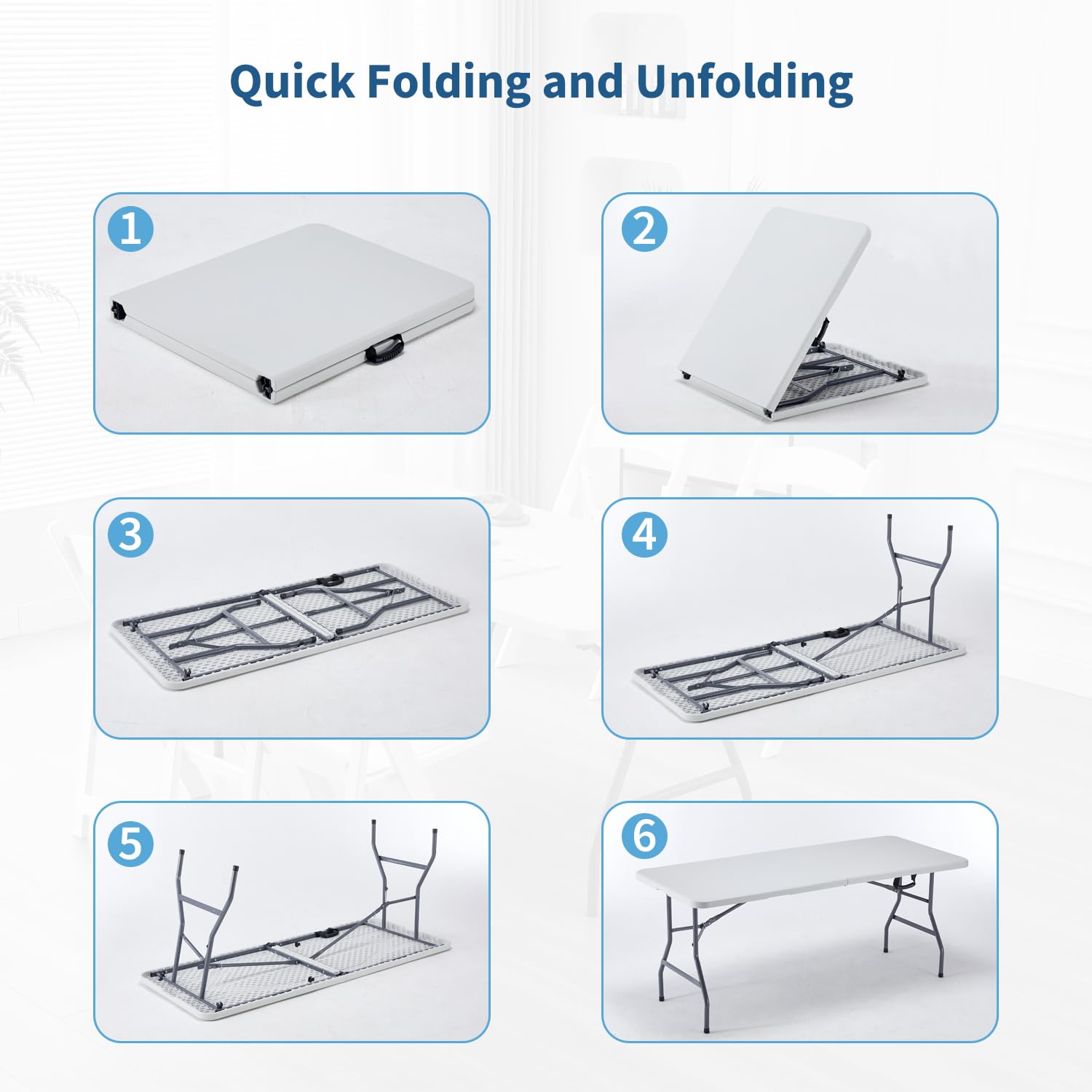 Snapklik.com : KAIHAOWIN Folding Table 6ft, Indoor/Outdoor Heavy Duty ...