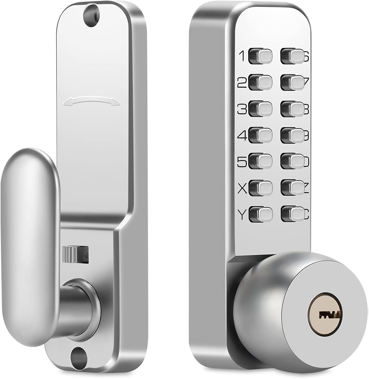 MeHiMe Mechanical Keyless Door Lock - No Electronic,Keypad Door Lock with Handle, Easy to ...