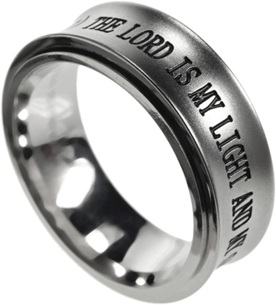 Amazon.com: Christian Rings K29 Psalm 27:1 Spinner Ring Scripture Verse ...