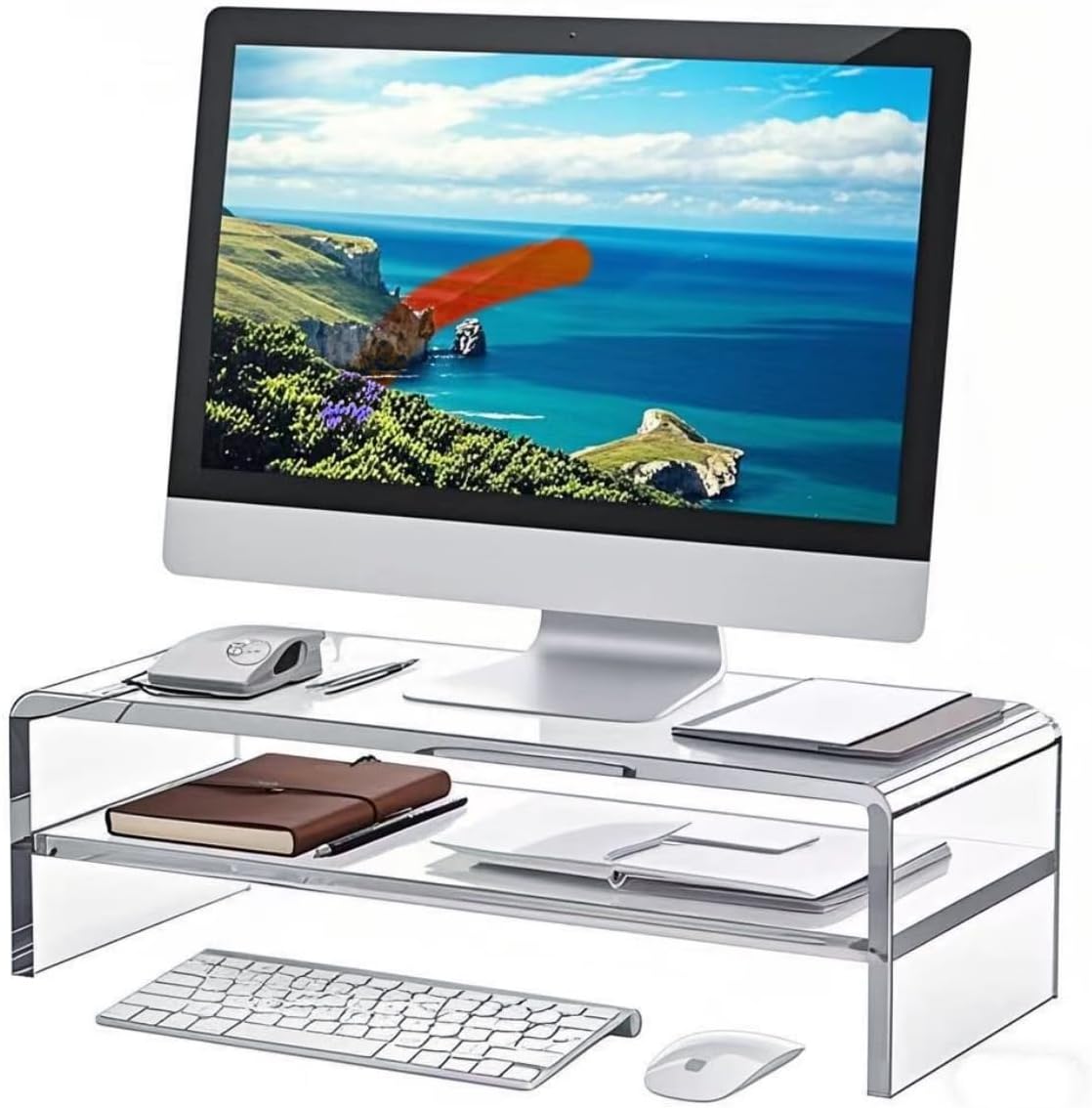 Amazon.com: Generic Acrylic Monitor Stand, 2 Tier Computer Monitor ...
