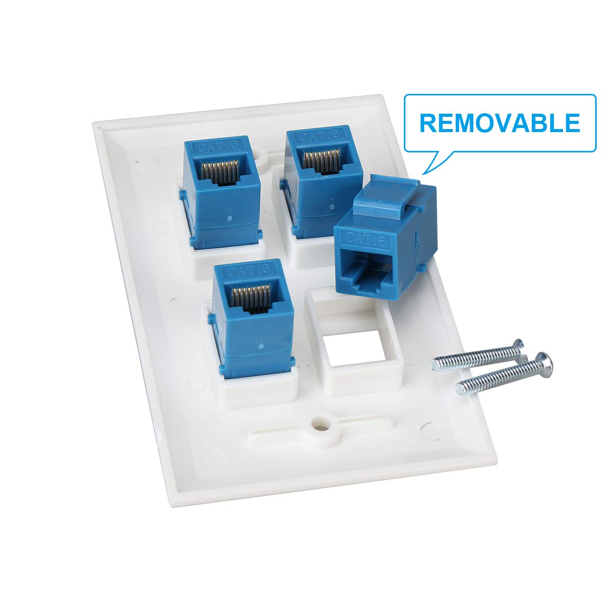 Snapklik.com : Ethernet Wall Plate 4 Port, Cat 6 Ethernet Wall Outlet ...