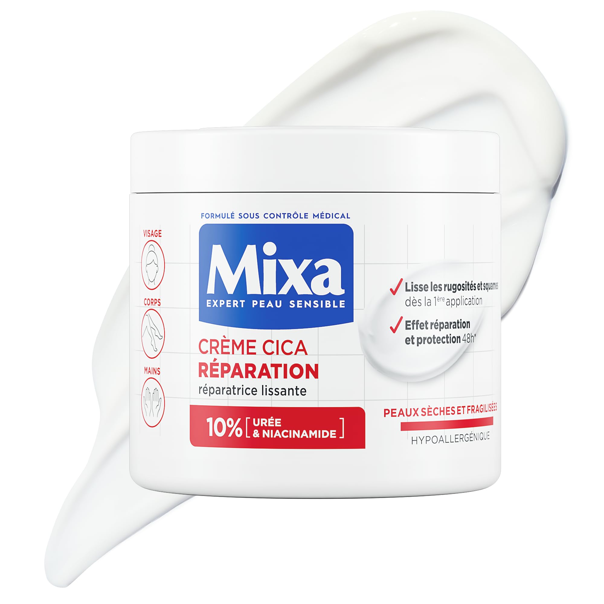 Mixa Expert Peau Sensible - Crème Cica Réparation - Réparation Effet ...