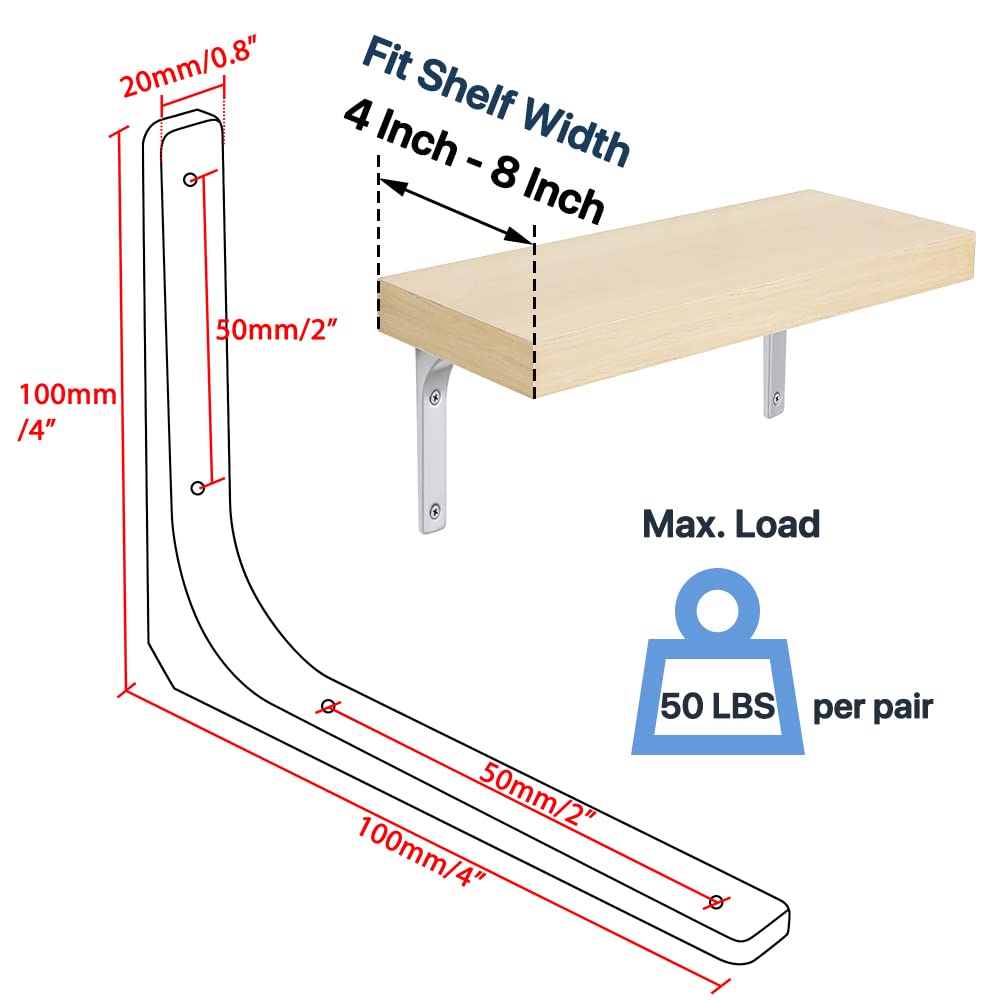 Snapklik.com : Heavy Duty Floating Shelf Bracket 4 Inch X 4 Inch ...