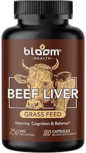 Amazon.com: Bloom Health Grass Fed Beef Liver Supplement, 3000mg Bovine ...
