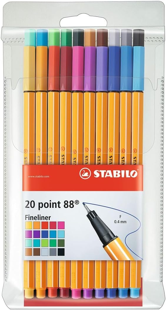 Amazon.com: STABILO Premium Fibre-Tip Pen Pen 68 brush - Wallet of 10 ...