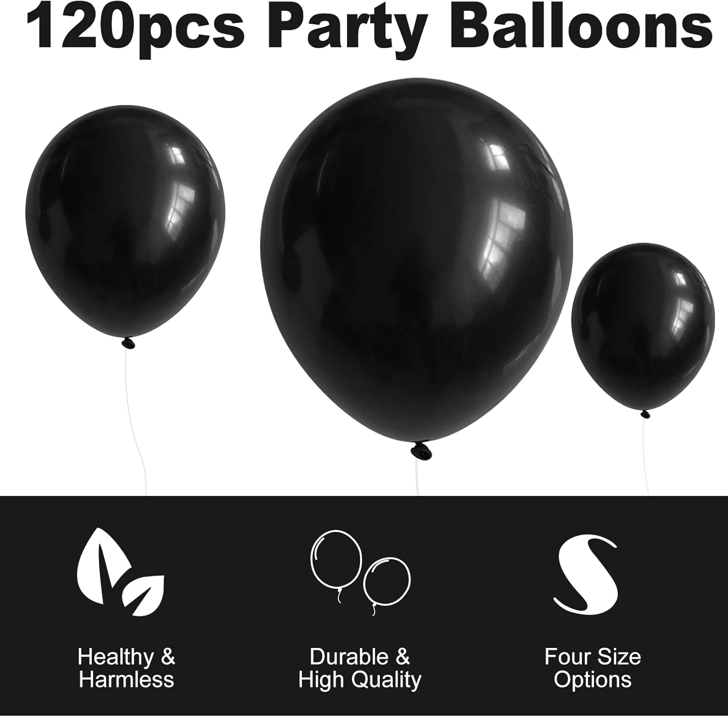 120 globos negros, globos de látex con diferentes tamaños de 1812105 ...
