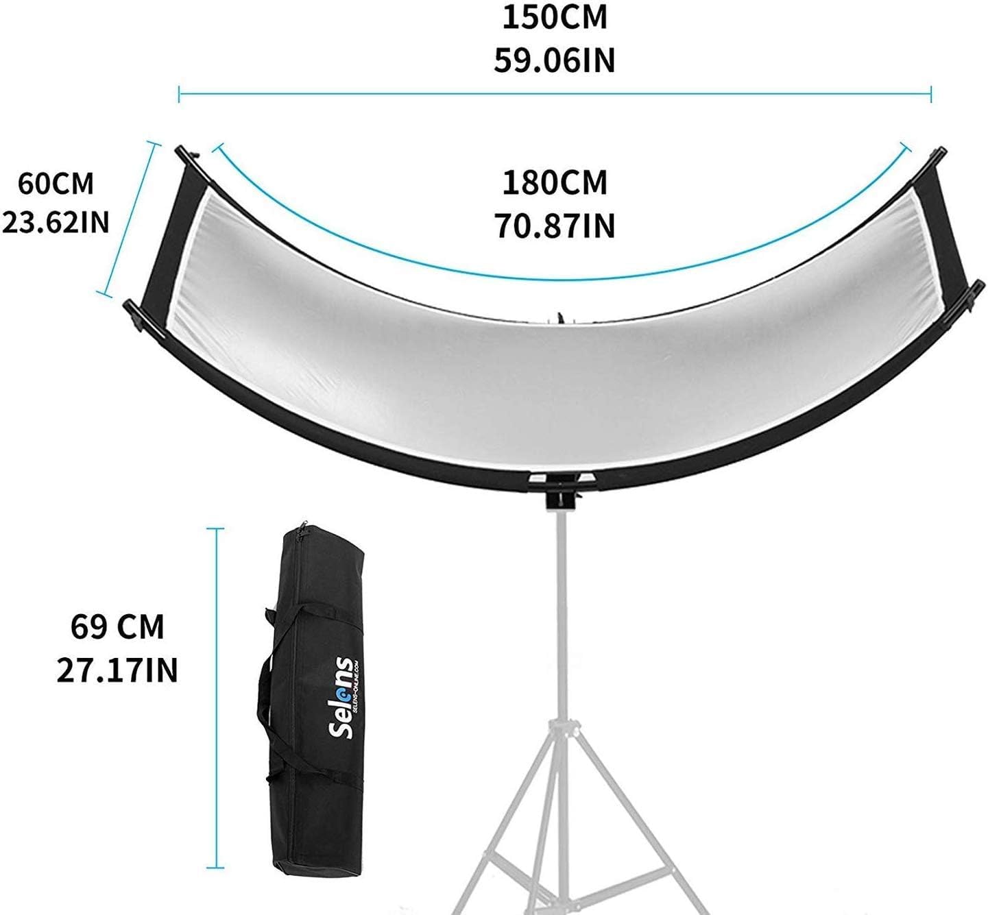 Selens Curved Reflector Clamshell Light Reflector/Diffuser, 24x70 ...