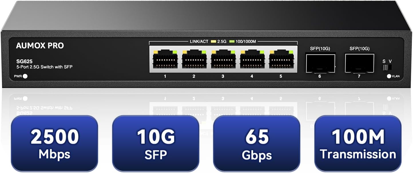 Amazon.com: 10 Port 2.5Gb Unmanaged Ethernet Switch with 8* 2.5G Base-T ...