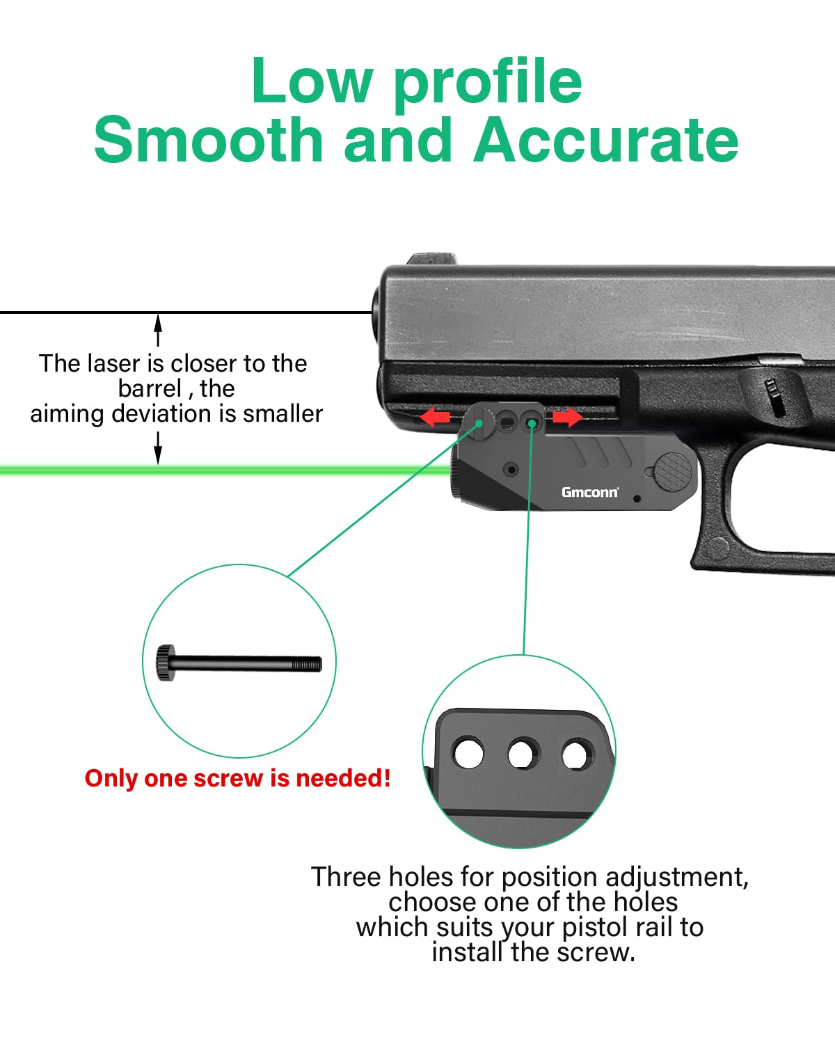 Gmconn Pistol Blue Green Laser Sight with Rechargeable Magnetic USB ...