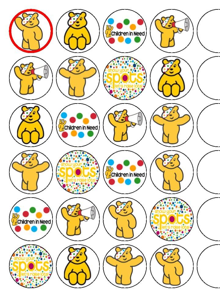 24x Pudsey Children In Fundraising Mix 1 .5" (3.8cm) PRE-CUT PREMIUM ...