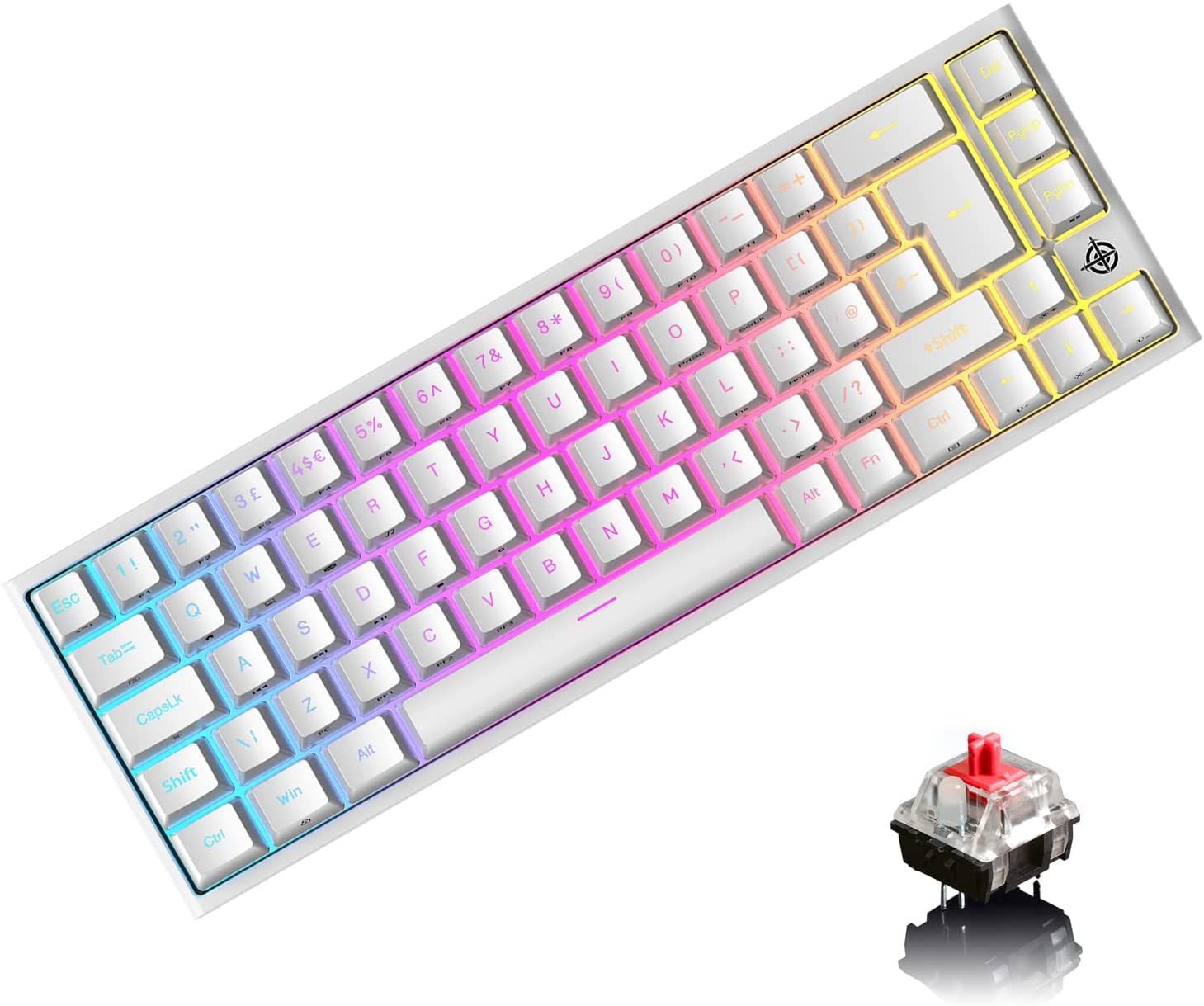 Buy UK Layout 60% Gaming Keyboard RGB Backlit Red Switch Mechanical ...