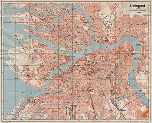 Leningrad Vintage City Plan Soviet Union Ussr St Petersburg Russia ...