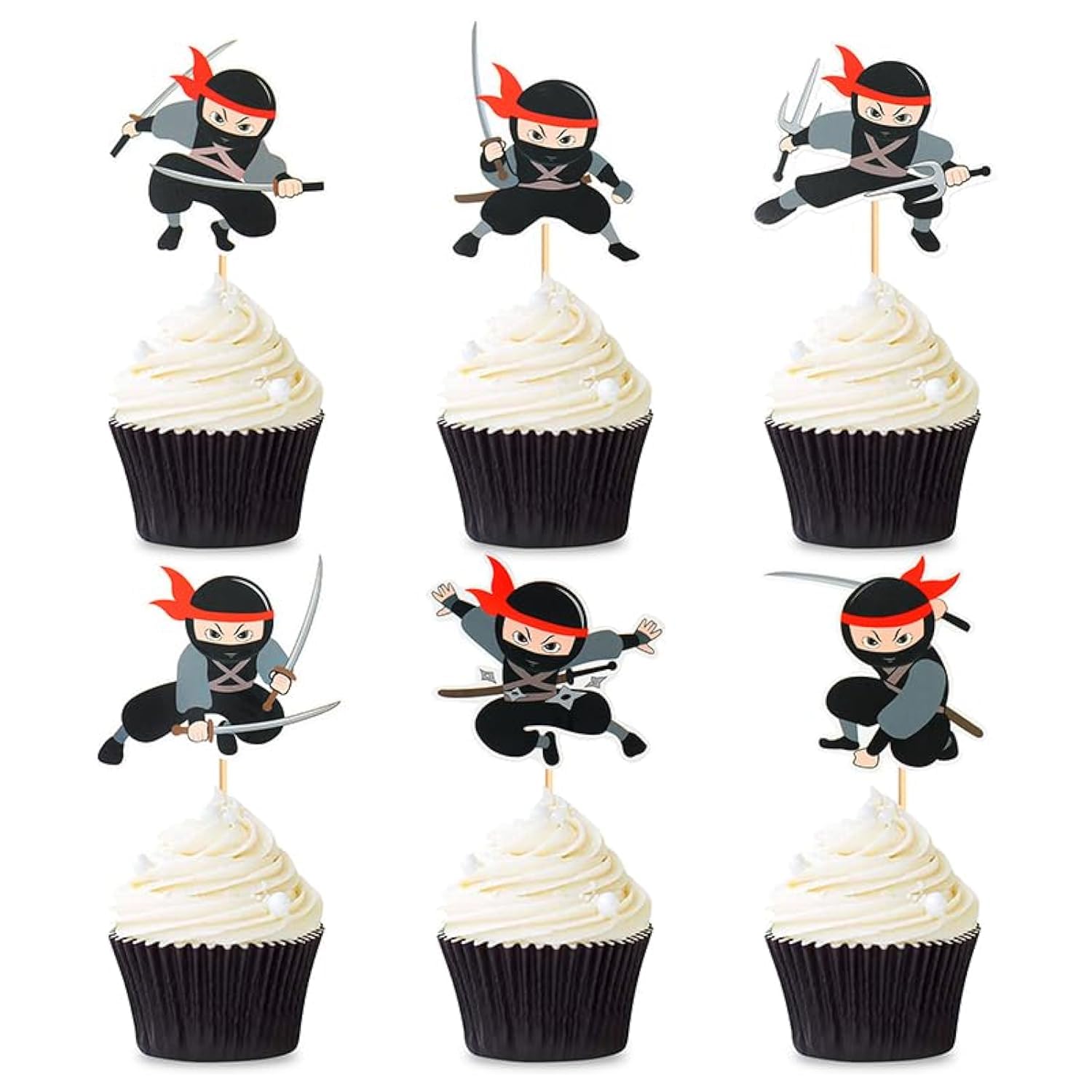Snapklik.com : Ninja Cupcake Toppers,24 PCS Ninja Cake Toppers,Ninja ...