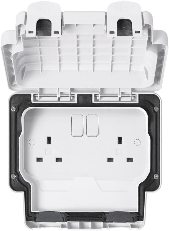 MK Masterseal Plus K56482WHI 13 amp 2-Gang Switched Socket, Wall ...