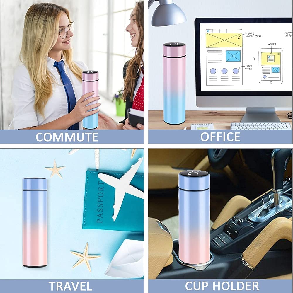 Termos digital, WALALLA, Inox, 500 ml, Ecran tactil, Afisaj temperatura ...