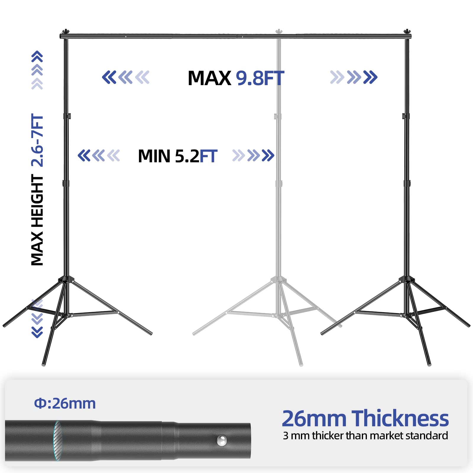 OUKMIC 10x7 ft Photo Backdrop Stand for Photoshoot Party - Adjustable ...