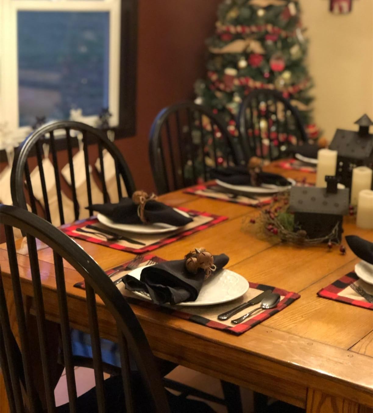 Amazon.com: DUOBAO Checkered Placemats Set of 4 12 x 18 Inches Red ...