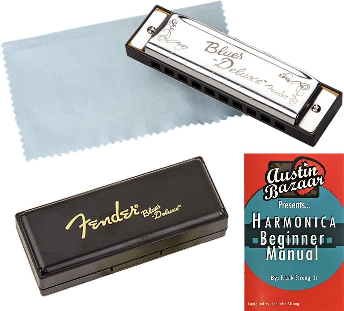Amazon.com: Fender Blues Deluxe Harmonica - Key of C Bundle with ...