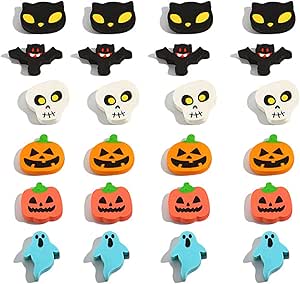 MFUOE Halloween Novelty Erasers Cartoon Mini Bats Pumpkins Skeletons ...