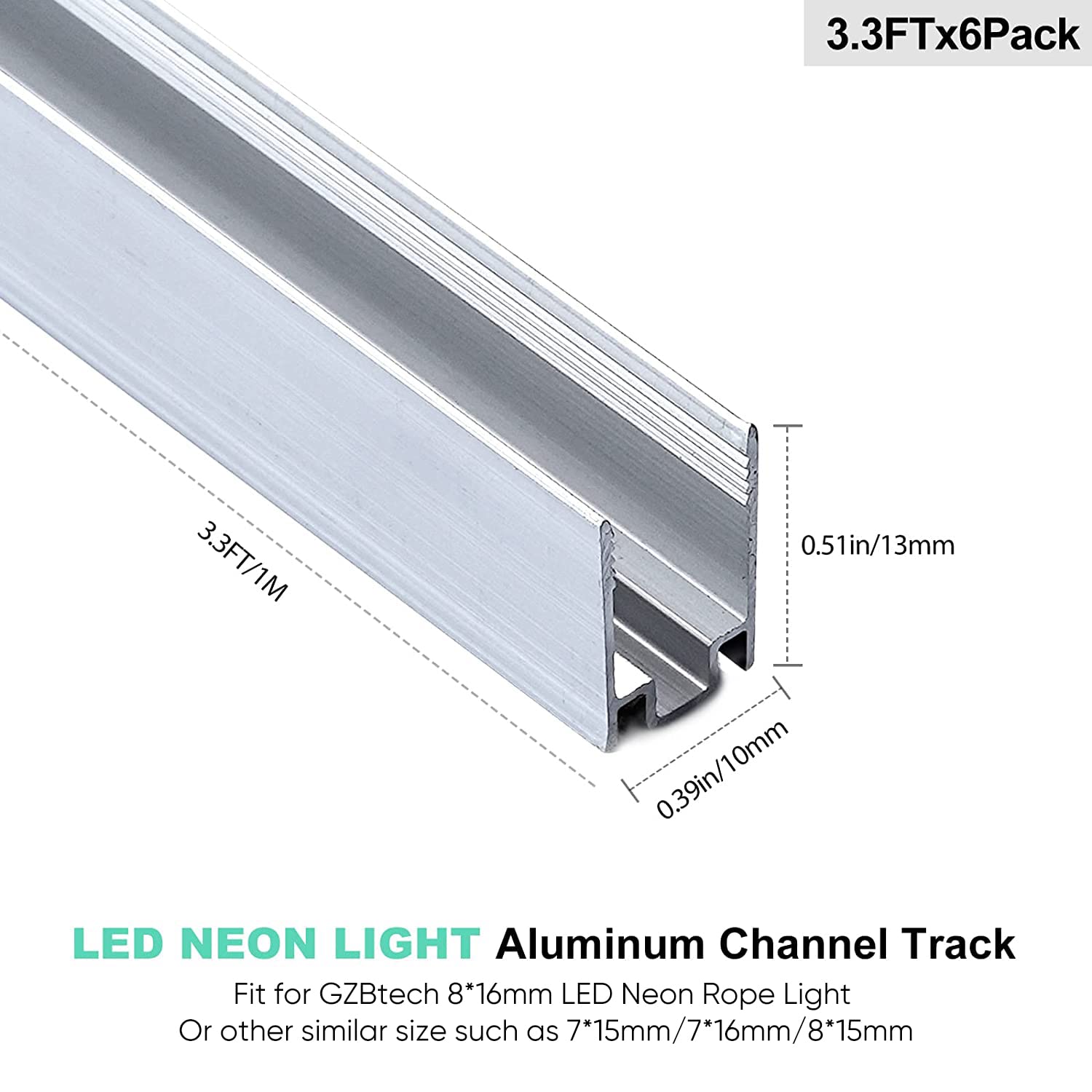 Snapklik.com : GZBtech 6 Pack Neon Rope Light Aluminum Channels