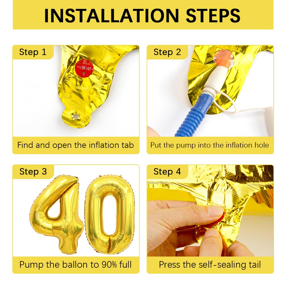 Snapklik.com : Balloon Numbers 40 Inch Number 40 Balloon Gold 40 ...