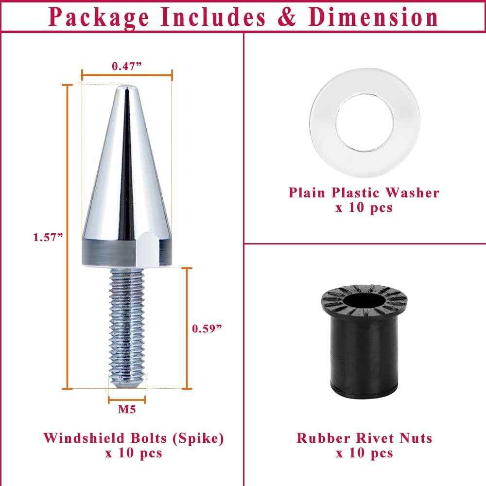 Snapklik.com : AeroBon 10 Pieces Aluminum Spike Motorcycle Windscreen ...