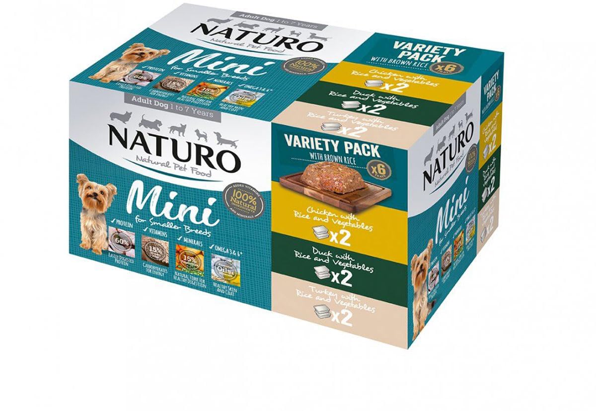 Naturo Mini Wet Dog Food Variety Pack, 6 Trays, 150g Each, Chicken ...