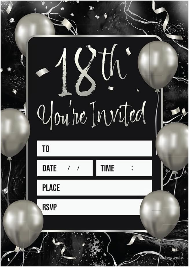Hallmark Pack of 10 18th Birthday Card - Eighteenth Birthday Invitation ...