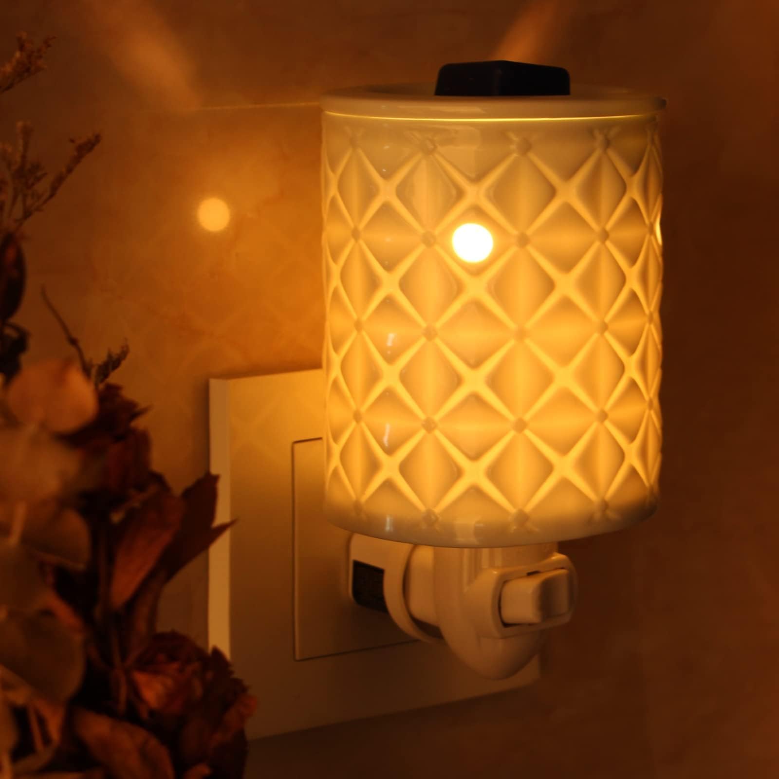 Amazon.com: CVHOMEDECO. Wall Plug-in Electric Wax Melt Warmer Punched ...