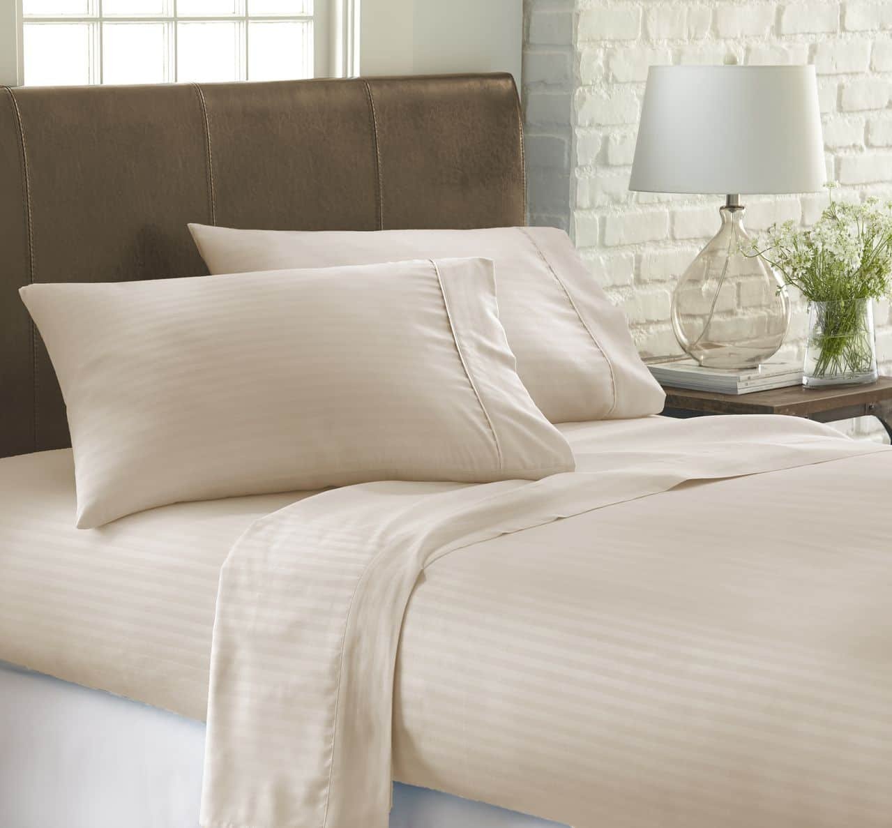 Amazon.com: IENJOY HOME Embossed 4 Piece Sheet Set, Queen, Stripe Cream ...