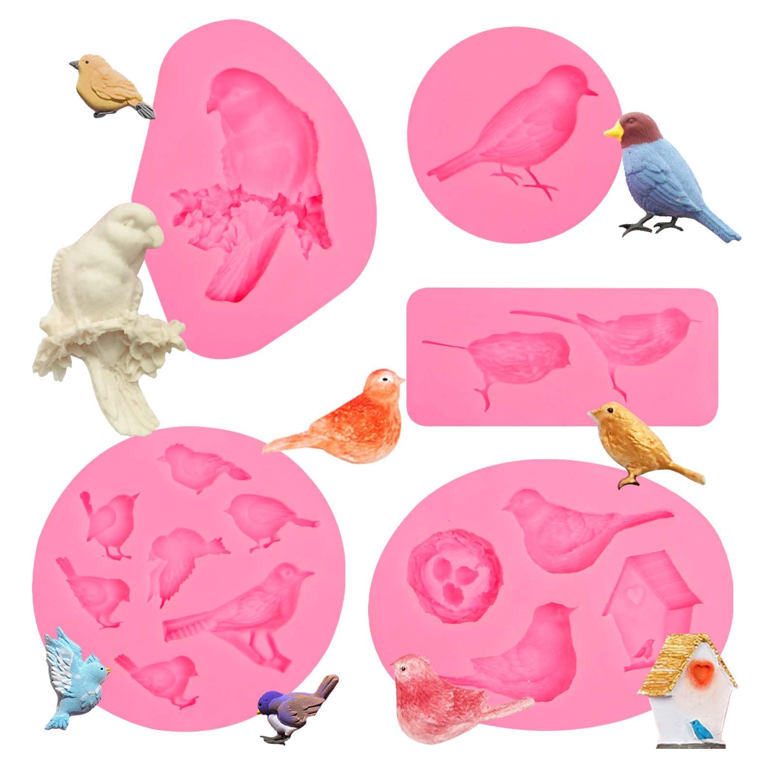 Amazon.com: Muyulin Cardinals Birds Fondant Silicone Molds, 5 Packs ...