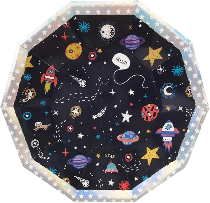 Amazon.com: CIEOVO 24 Count Outer Space Disposable Plates Space Solar ...