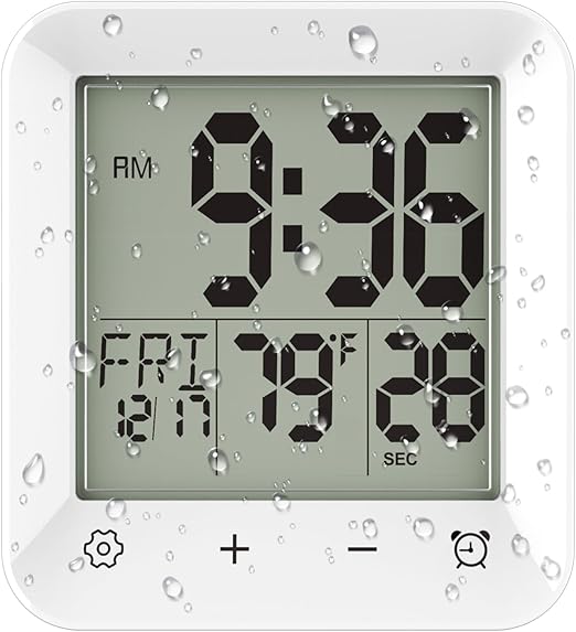 Amazon.com: Wisoee Digital Shower Clock Waterproof, Bathroom Wall Clock ...