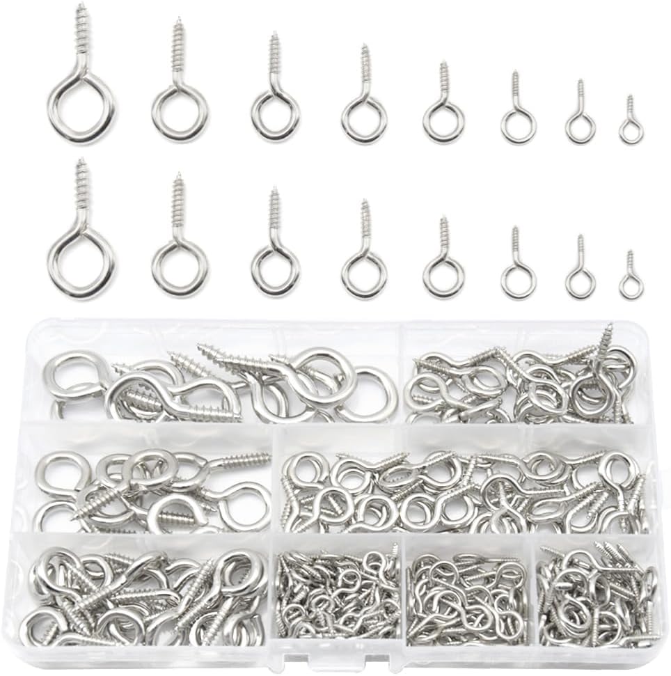 Amazon.com: CEEYSEE 280 Pcs Eye Screws Set 8 Size Metal Ceiling Hooks ...