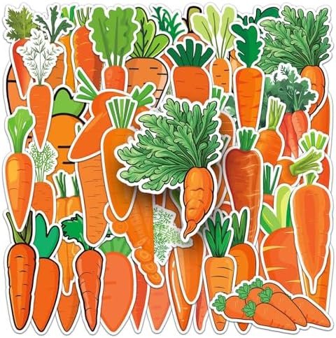 Amazon.com: 50 Pcs Carrot Stickers Waterproof Cute Funny Vegetables ...