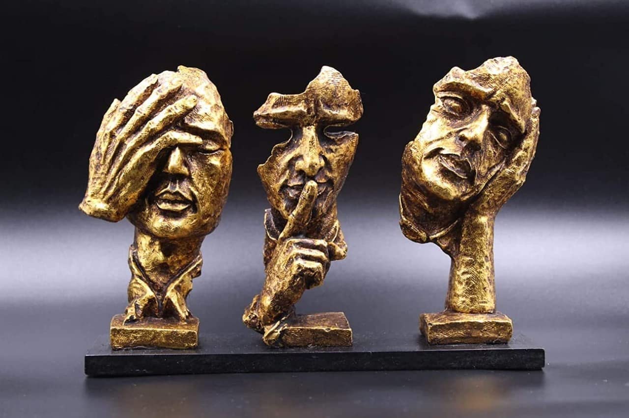 Buy Tushhk Adorn Resin Three Modern Human Face Statue for Home Decor ...