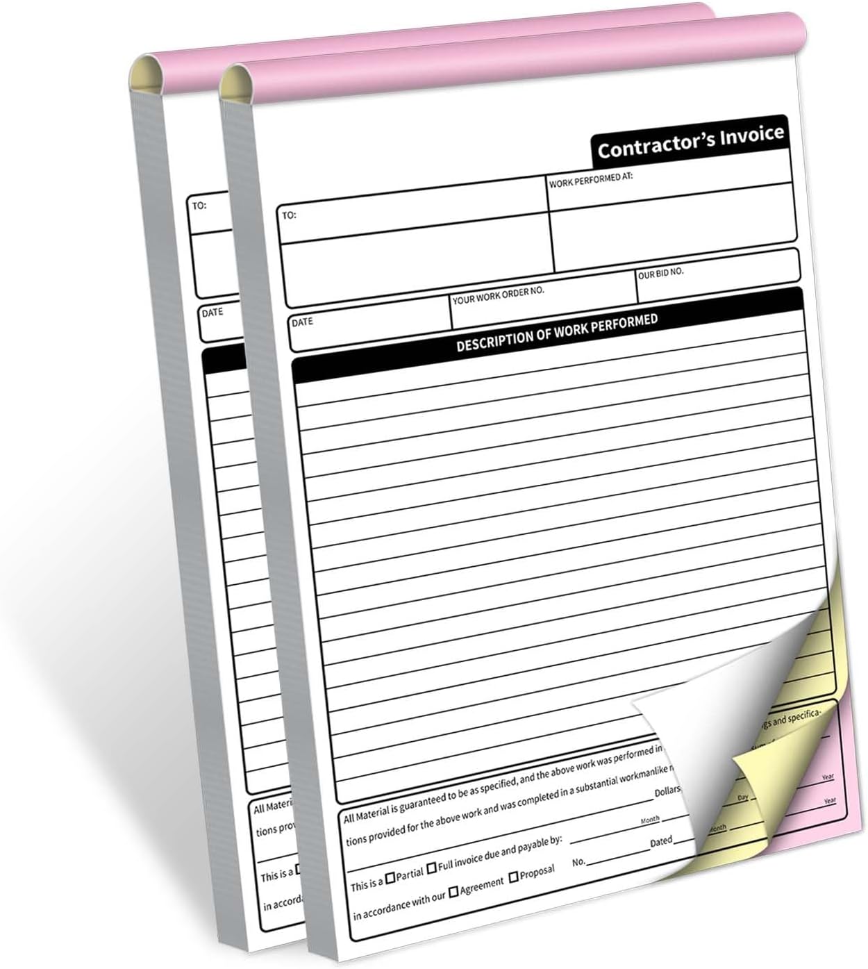Amazon.com : AMXZEA 2 Pack Contractor Invoice Books,3 Part Carbonless ...