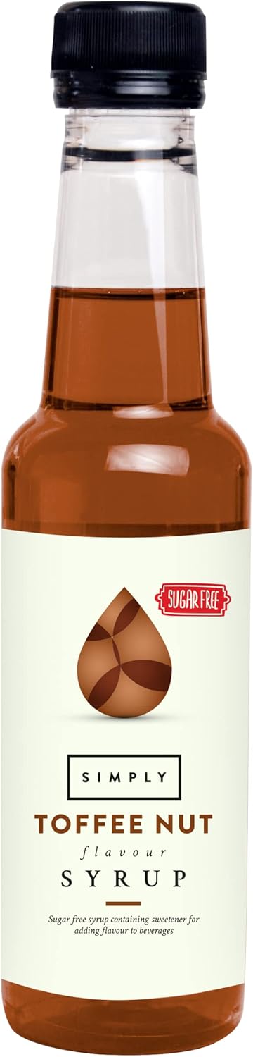 Simply Sugar Free Toffee Nut Syrup, Low Calorie, Vegan & Nut Free Flavoured Syrup for Coffee ...