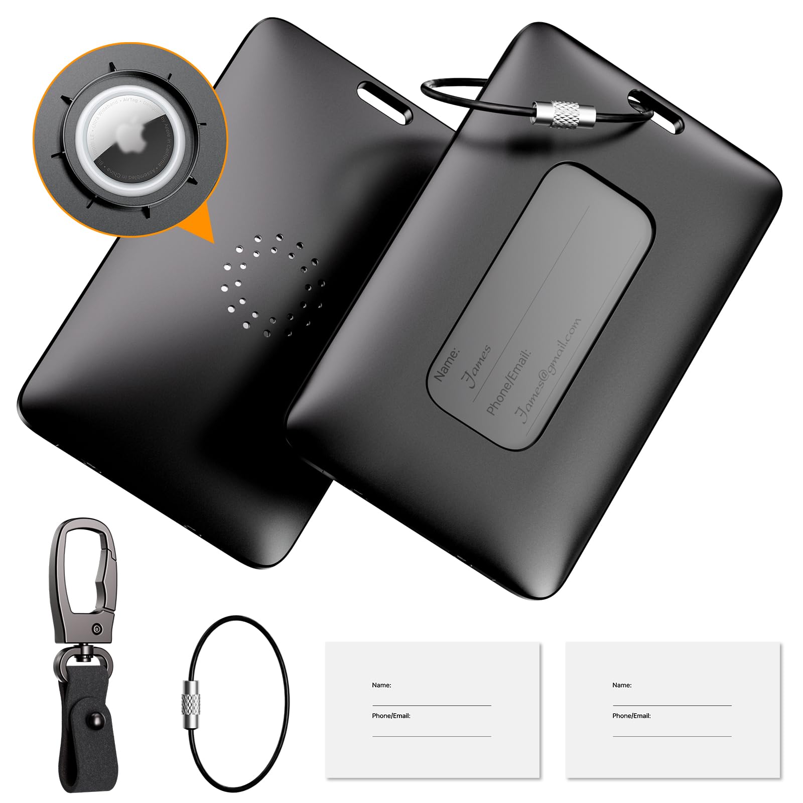 Amazon.com: 2-in-1 AirTag Luggage Tag Holder - Sleek & Shatterproof ...