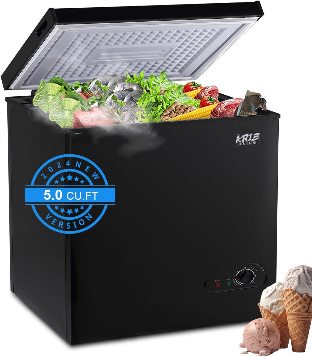 Amazon.com: Chest Freezer Small Freezer Black Deep Freezers 3.5 Cu.Ft ...