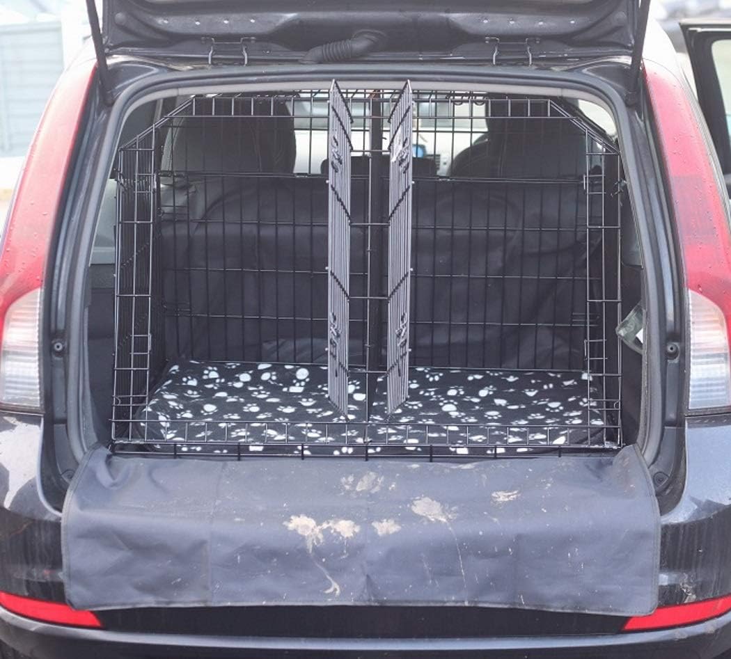 Double Sloping shaped dog car cage with 4 doors + divider : Amazon.co ...