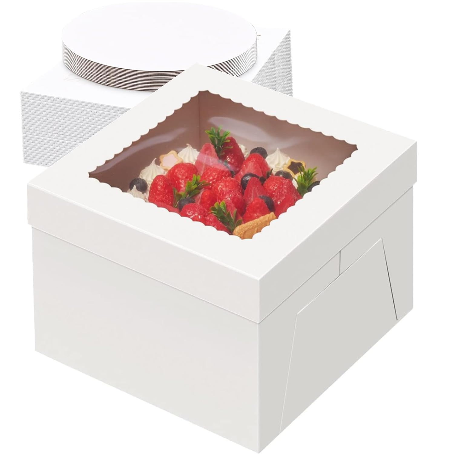 15 Pack Cake Boxes, 12x12x8 Inch Disposable Cake Box with Window, Tall ...