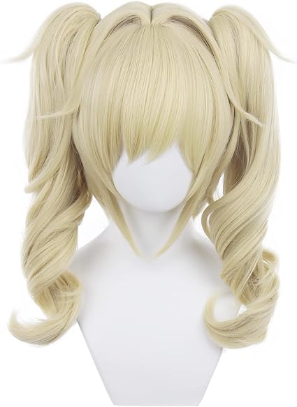 MoeLoli Genshin Impact Barbara Cosplay Wig Curly Blonde With Pigtails ...