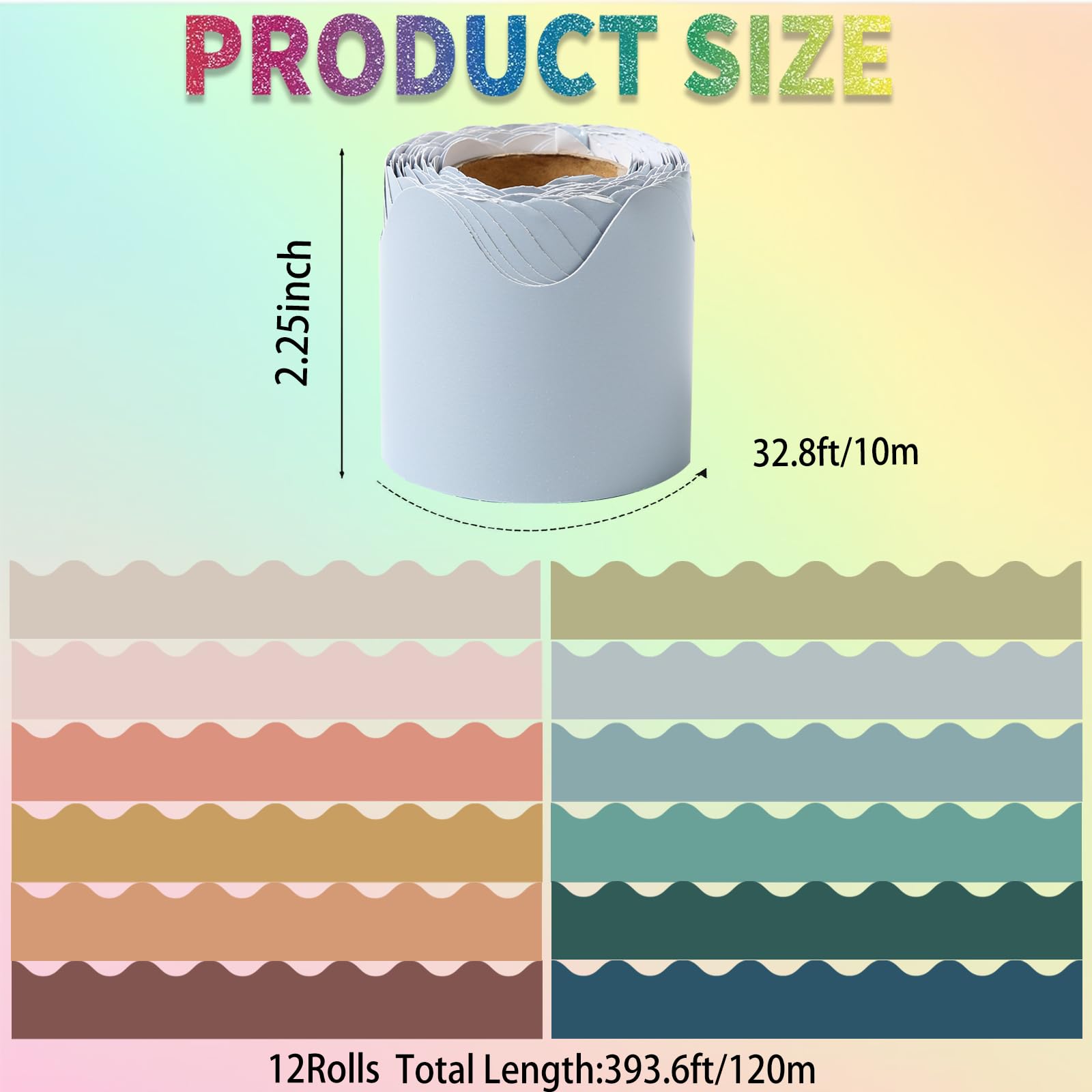 Snapklik.com : 12 Rolls 393.6 Feet Bulletin Board Borders,Boho Colors ...