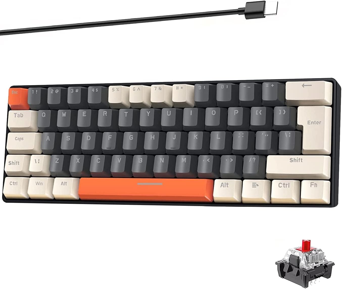 CompCleaner T60 Pro-Compact 60% Mechanical UK Gaming Keyboard Wired ...