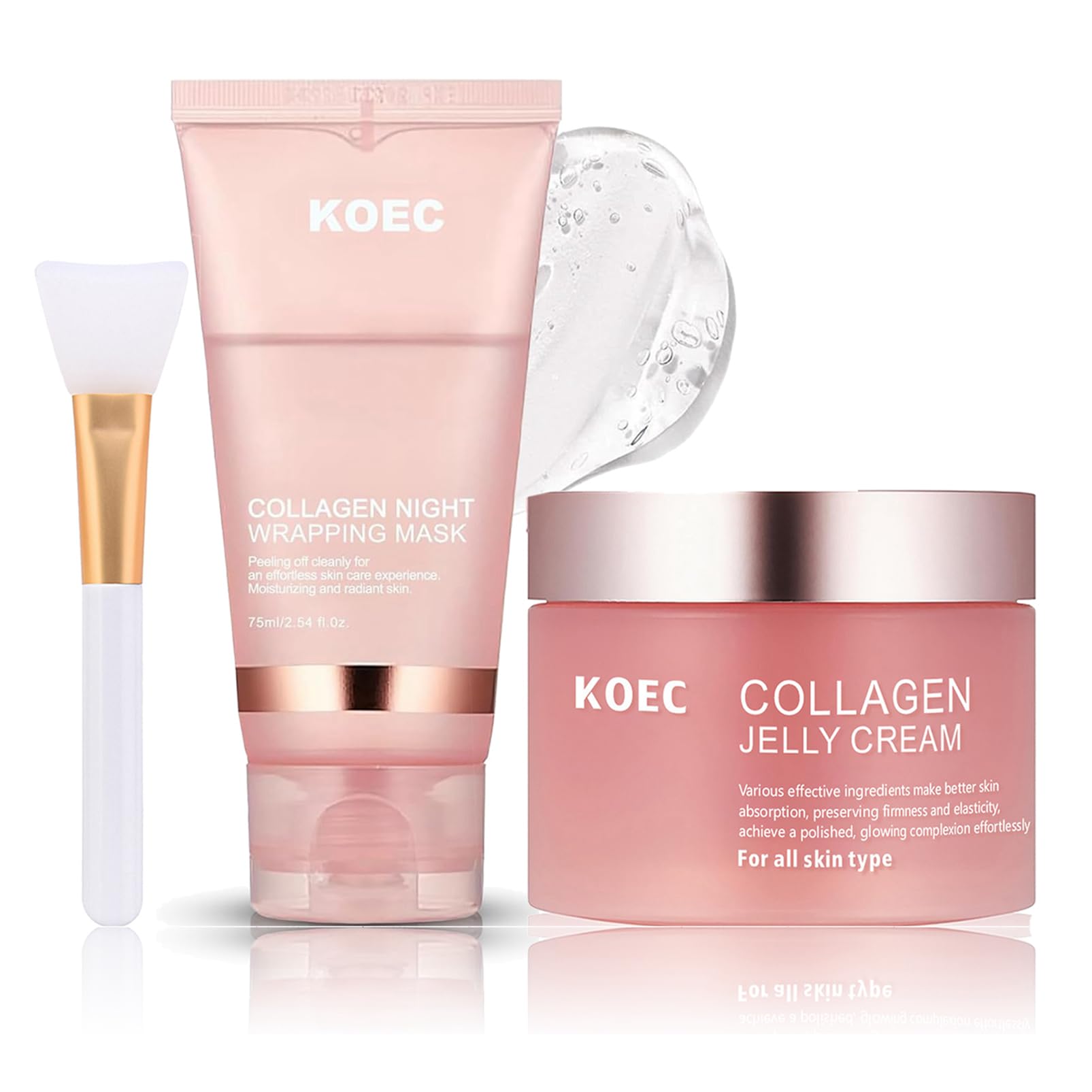 Collagen Jelly Cream with Collagen Night Wrapping Mask, Face Cream and ...