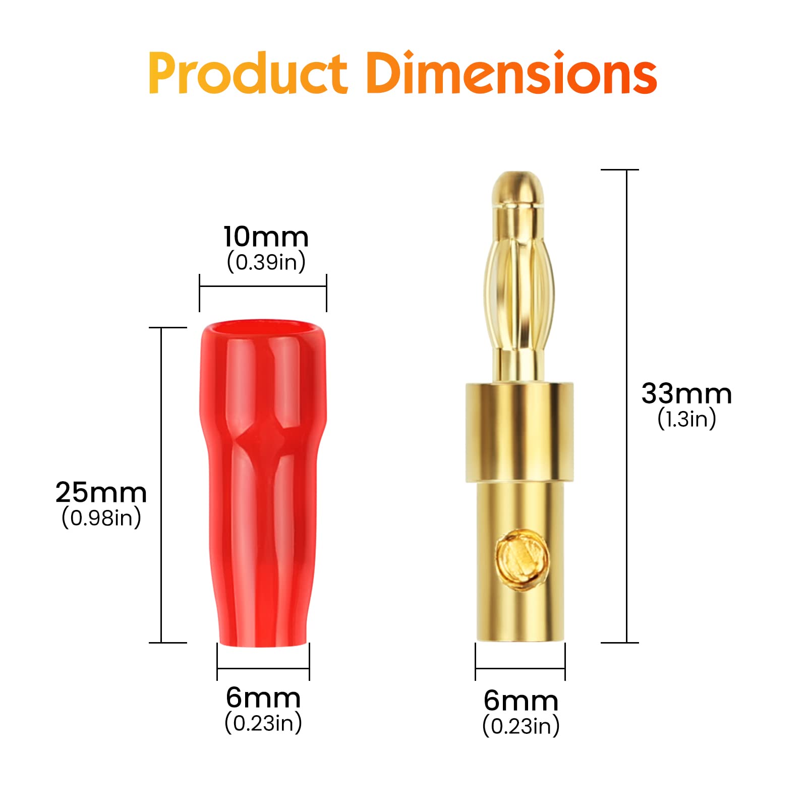 Snapklik.com : Beznaka Gold Plated Closed Screw Type Banana Plugs