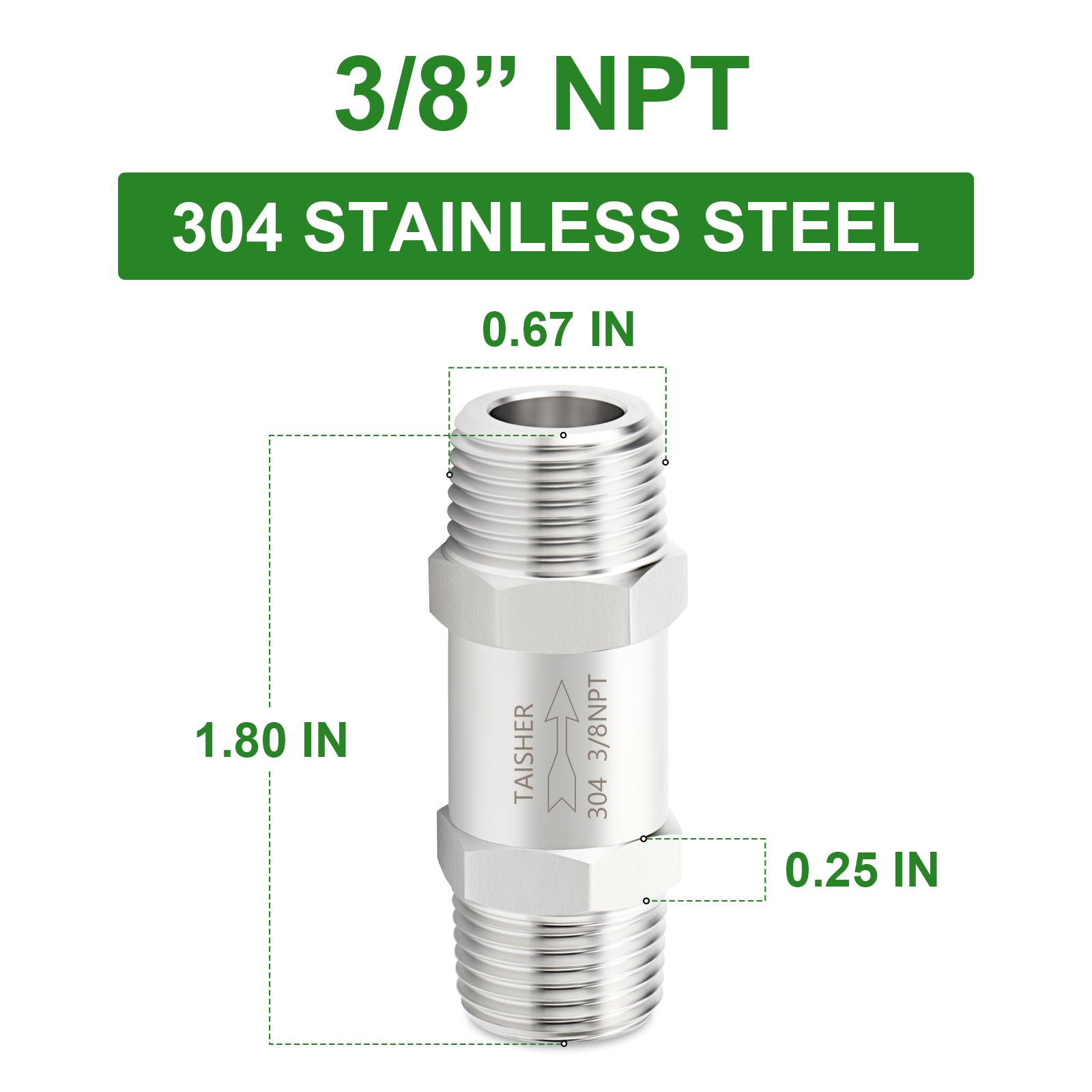 Snapklik.com : TAISHER 1PCS 304 Stainless Steel 3/8" NPT Male Check Valve